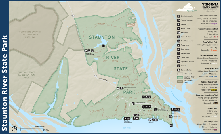 Staunton River State Park Map by Virginia State Parks | Avenza Maps