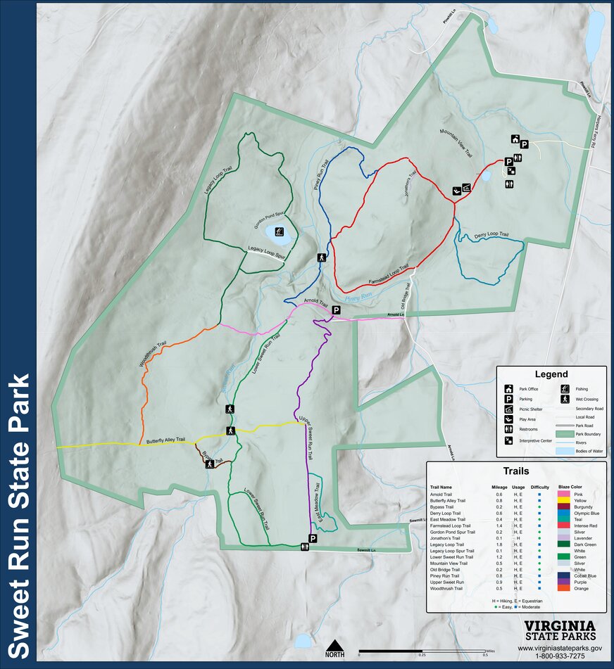 Sweet Run State Park Map by Virginia State Parks | Avenza Maps