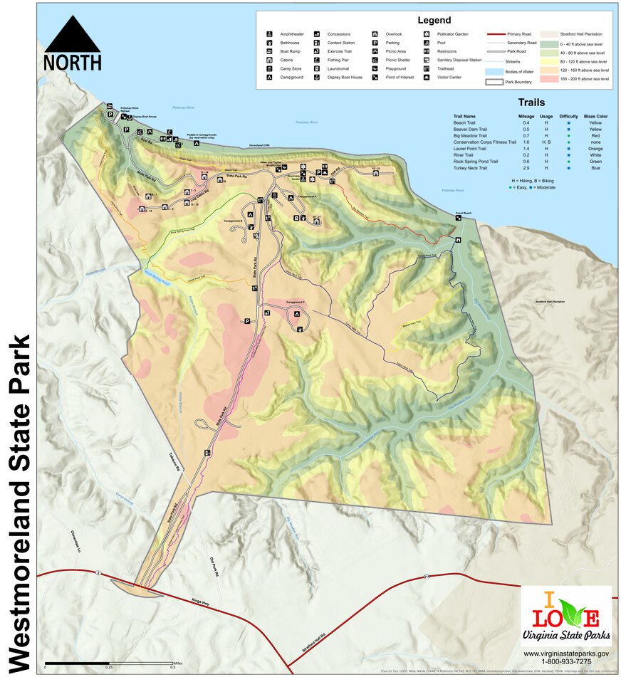 Westmoreland State Park Map by Virginia State Parks | Avenza Maps