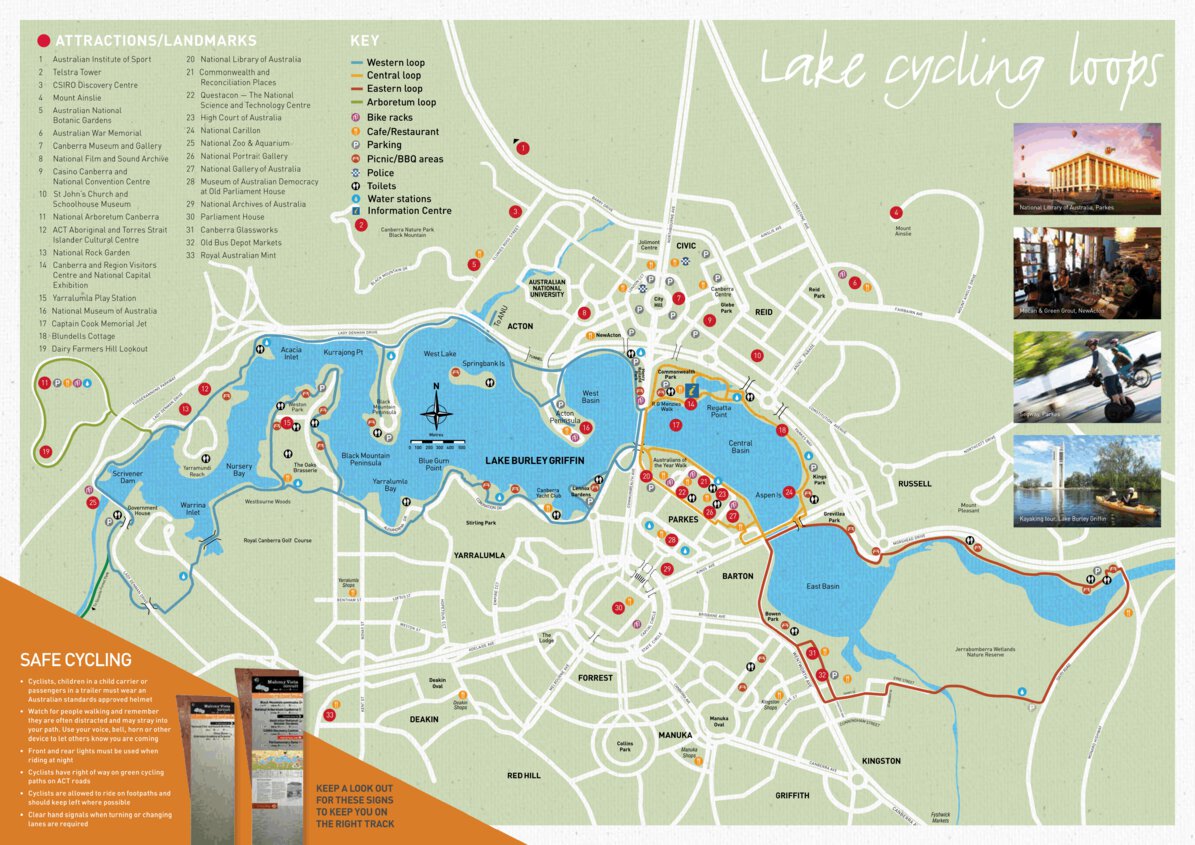 Lake Burley Griffin - Cycling Map by Visit Canberra | Avenza Maps
