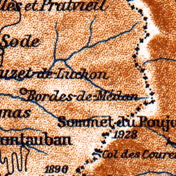 Aure and Luchon River valleys´ Map, 1885 by Waldin | Avenza Maps
