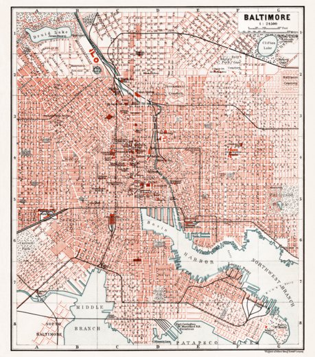 Baltimore city Map, 1909 by Waldin | Avenza Maps