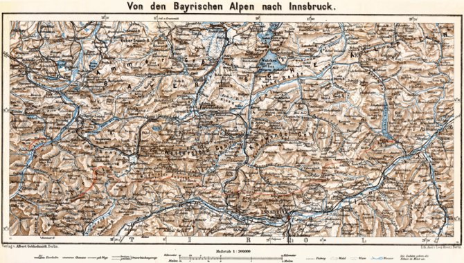 Bavarian Alps to Innsbruck, 1911 Map by Waldin | Avenza Maps