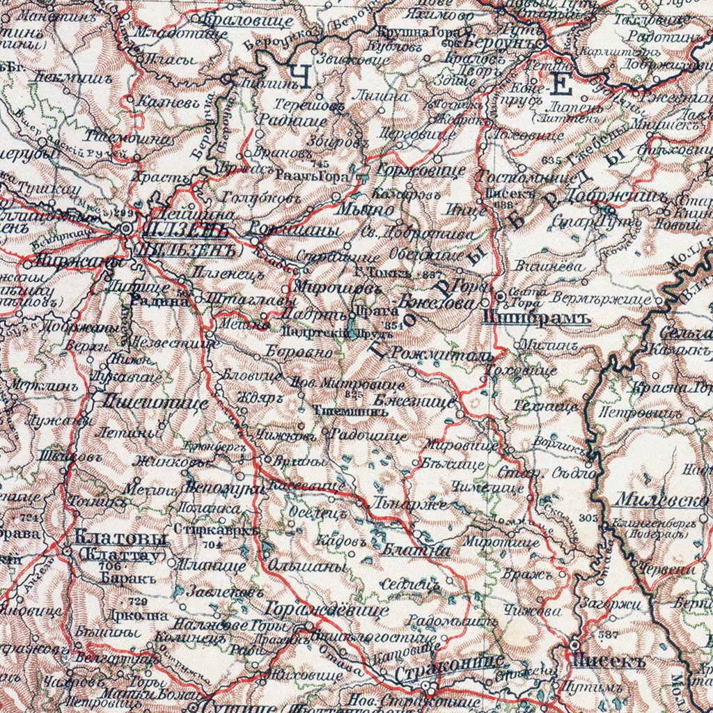 Bohemia, Moravia and Silesia Map (in Russian), 1910 by Waldin | Avenza Maps