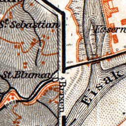 Bolzano (Bozen) and Gries, vicinities towns Map, 1911 by Waldin ...