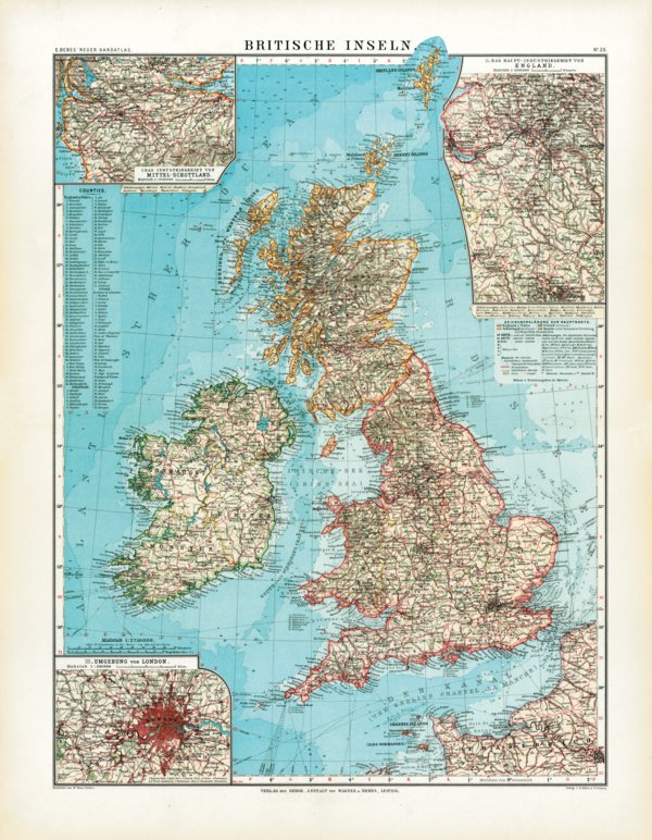 British Isles Map, 1905 by Waldin | Avenza Maps