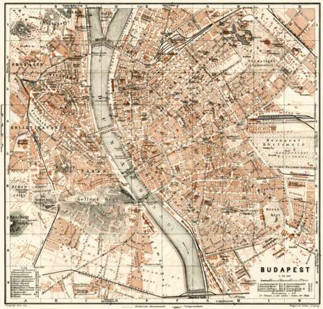 Budapest city Map, 1929 by Waldin | Avenza Maps