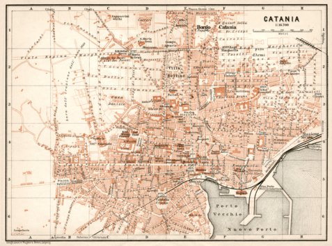 Catania city Map, 1912 by Waldin | Avenza Maps