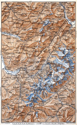 Chamonix and Sixt Valleys Map, 1885 by Waldin | Avenza Maps