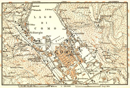 Como town and its environs Map, 1897 by Waldin | Avenza Maps