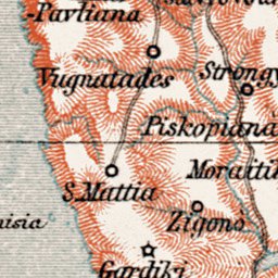 Corfu Isle Map, 1908. With town plan of Corfu (Kerkyra) by Waldin ...