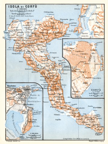 Corfu Isle Map, 1929 by Waldin | Avenza Maps