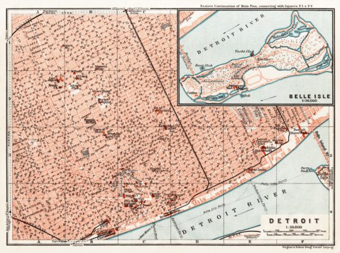 Detroit city Map, 1909 by Waldin | Avenza Maps