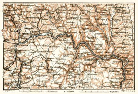 Diekirch, Echternach and their environs Map, 1909 by Waldin | Avenza Maps