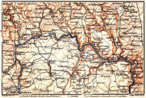 Echternach to Ettelbrück district Map, 1904 by Waldin | Avenza Maps
