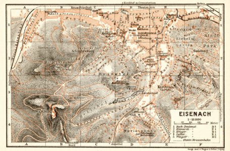 Eisenach city Map, 1906 by Waldin | Avenza Maps