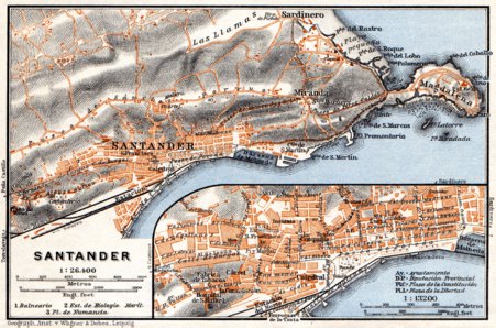 Environs of Santander Map, 1929 by Waldin | Avenza Maps