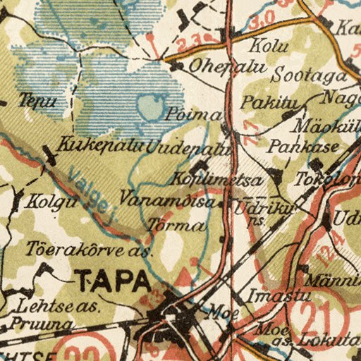 Estonian Road Map, Plate 14: Rakvere. 1938 by Waldin | Avenza Maps