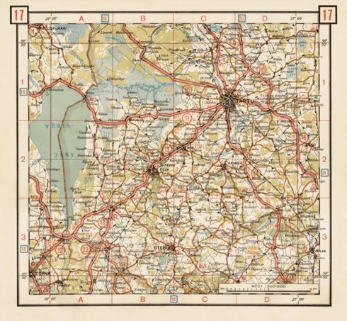 Estonian Road Map, Plate 17: Tartu. 1938 by Waldin | Avenza Maps
