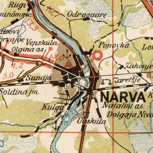 Estonian Road Map, Plate 23: Narva. 1938 by Waldin | Avenza Maps