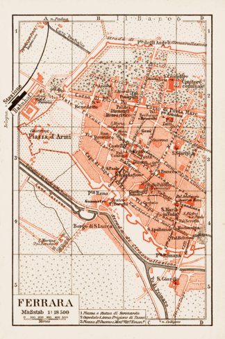 Ferrara city Map, 1903 by Waldin | Avenza Maps