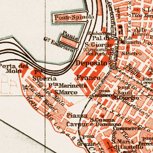 Genoa (Genova) city Map, 1913 (1:13,265 scale) by Waldin | Avenza Maps