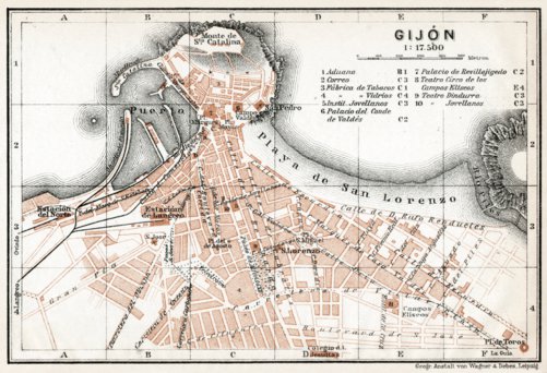 Gijón city Map, 1913 by Waldin | Avenza Maps