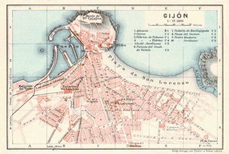 Gijón city Map, 1929 by Waldin | Avenza Maps