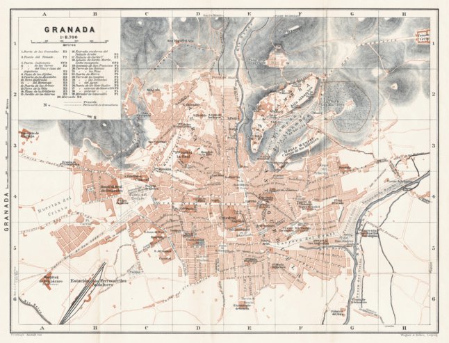 Granada city Map, 1911 by Waldin | Avenza Maps