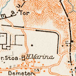 Halicarnassus (Halikarnassós, Bodrum), ancient site Map, 1914 by Waldin ...