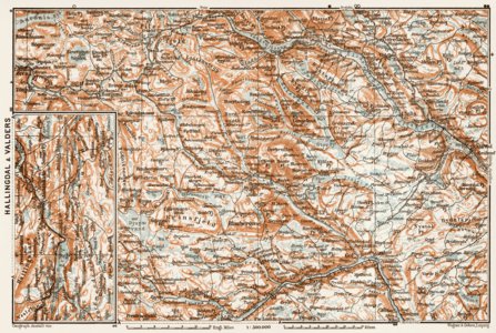 Hallingdal and Valders district Map, 1931 by Waldin | Avenza Maps