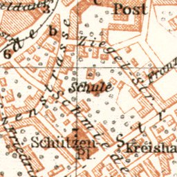 Hirschberg im Schlesien (Jelenia Góra) city Map, 1911 by Waldin ...