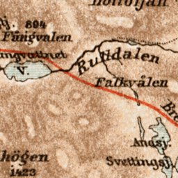 Jämtland region Map. Östersund - Storlien, 1899 by Waldin | Avenza Maps