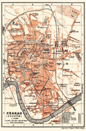 Krakau (Kraków) city Map, 1911 by Waldin | Avenza Maps