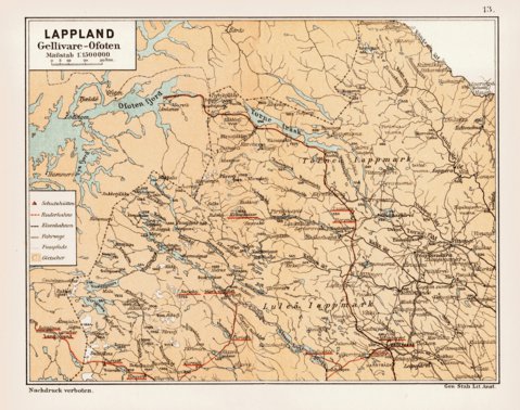 Lappland Map. Gellivare - Ofoten, 1899 by Waldin | Avenza Maps