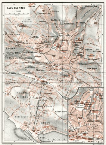 Lausanne city Map, 1909 by Waldin | Avenza Maps