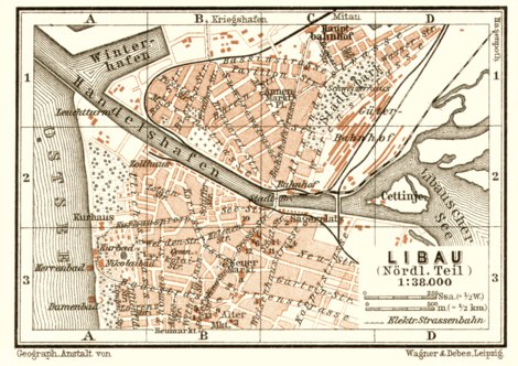 Libau (Liepāja) city Map, 1914 by Waldin | Avenza Maps