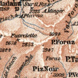 Lower Engadin Valley Map, 1909 by Waldin | Avenza Maps