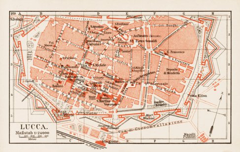 Lucca city Map, 1903 by Waldin | Avenza Maps