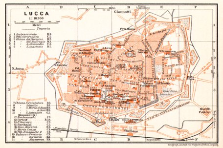 Lucca city Map, 1908 by Waldin | Avenza Maps