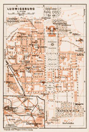 Ludwigsburg city Map, 1909 by Waldin | Avenza Maps