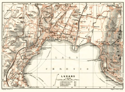Lugano city Map, 1913 by Waldin | Avenza Maps