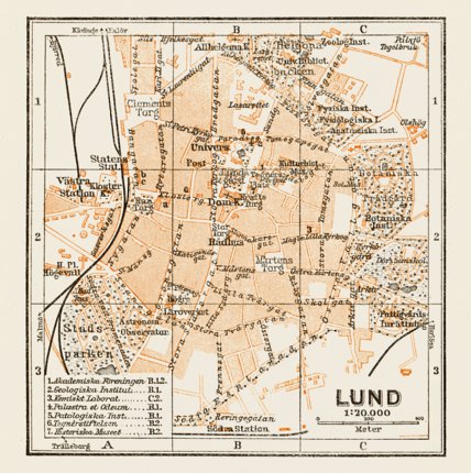 Lund town plan, 1929 Map by Waldin | Avenza Maps