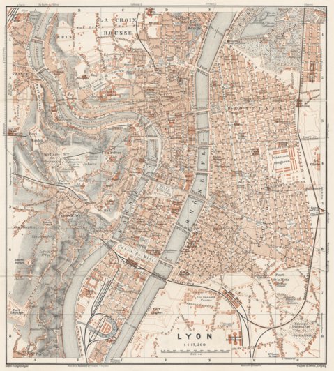 Lyon Street Map Minimal City Map Of Lyon (France, Europe) | Premium