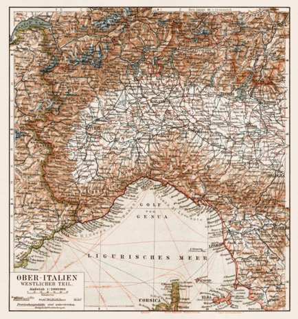 Map of Northwest Italy, 1903 by Waldin | Avenza Maps