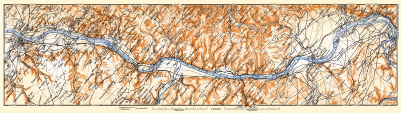 Map of the Course of the Rhine from Bonn to Coblenz, 1906 by Waldin ...