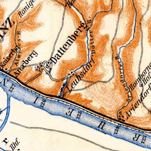Map of the Course of the Rhine from Bonn to Coblenz, 1906 by Waldin ...