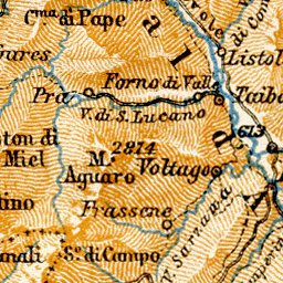 Map of the Dolomite Alps (Die Dolomiten) from Bolzano (Bozen) to ...