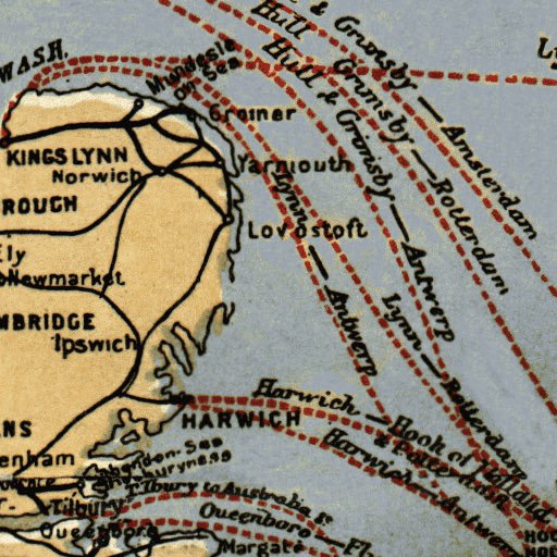 Map of the Water Connections to Great Britain from Continent, 1900 by ...