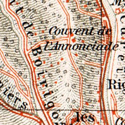 Menton town plan with Map of the environs of Menton, 1910 by Waldin ...
